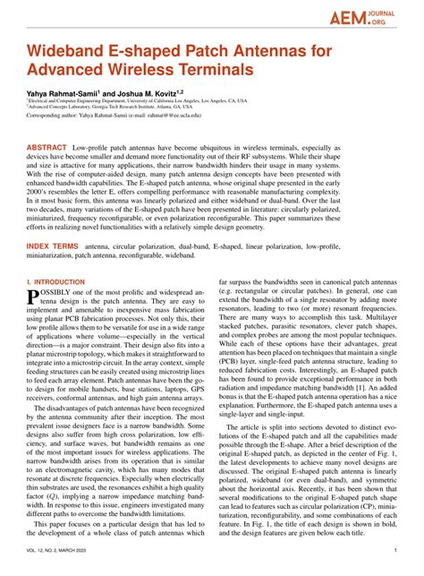 Pdf Wideband E Shaped Patch Antennas For Advanced Wireless Terminals