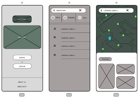 Wireframes Map App Figma