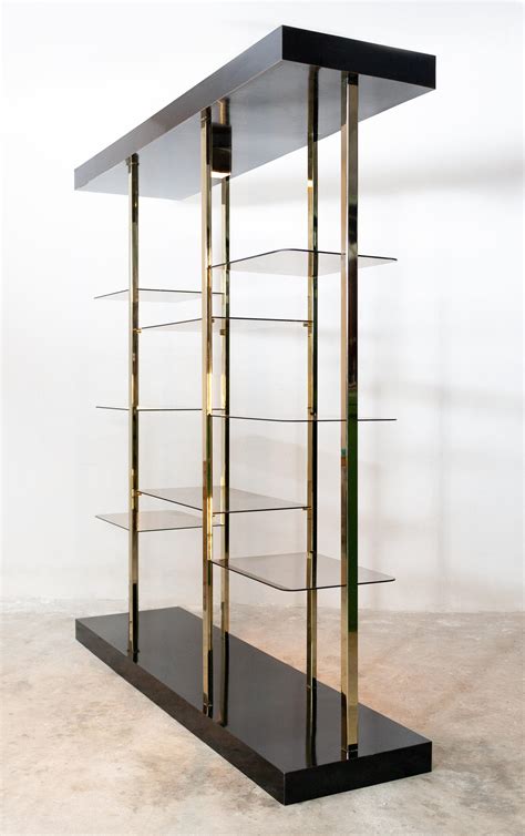 Belgo Chrome Brass Vitrine Cabinet Smoked Glass 1970s For Sale At 1stdibs