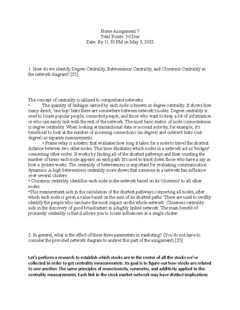 Home Assignment 7 Assigmnet Home Assignment 7 Total Points 50 Due