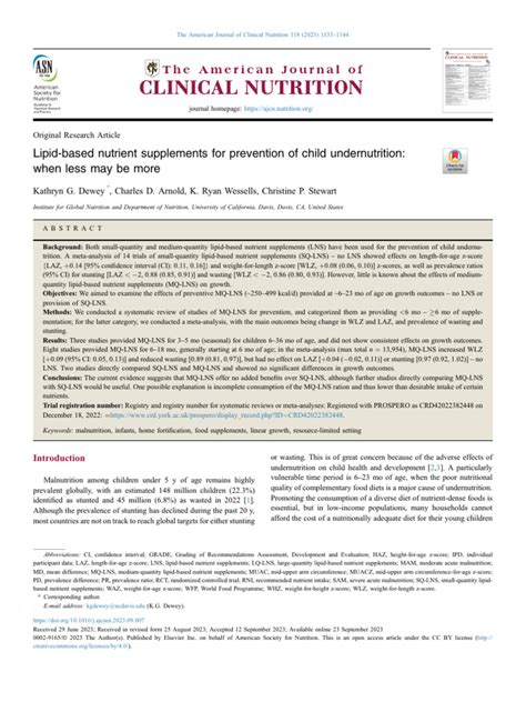Lipid Based Nutrient Supplements For Prevention Of Pdf Meta