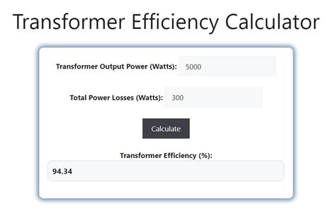 Transformer Efficiency Calculator Savvy Calculator