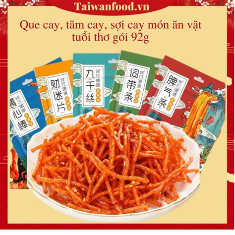 Que Cay Tăm Cay Sợi Cay Món ăn Vặt Tuổi Thơ Gói 92g Shopee Việt Nam
