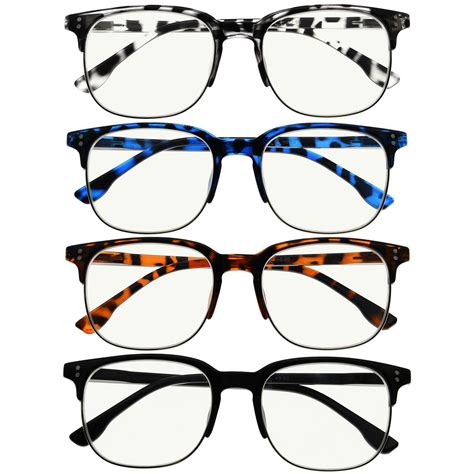 4 Pack Half Rim Multifocus Reading Glasses Women Men