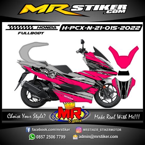 Stiker Motor Decal Honda Pcx New 2021 Pink Line Graphic Splat Street Race Fullbody Stiker