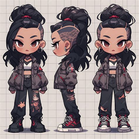 Premium Photo Colorful Female Chibi Kawaii Tattoo Artist Edgy Fashion Dark Colors T Anime