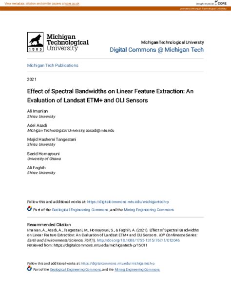 Pdf Effect Of Spectral Bandwidths On Linear Feature Extraction An