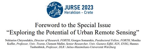 Foreword To The Special Issue Exploring The Potential Of Urban Remote Sensing Published