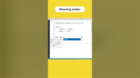 Using Del Delete Dictionary Items Python Learning Section Youtube
