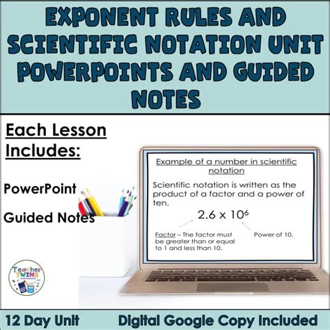 8th Grade Exponent Rules And Scientific Notation Unit Powerpoints And Guided Notes