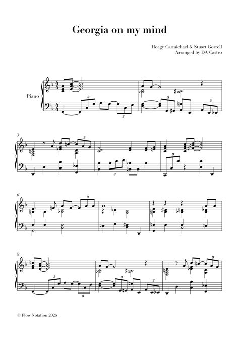 Georgia On My Mind By Hoagy Carmichael And Stuart Gorrell Sheet Music