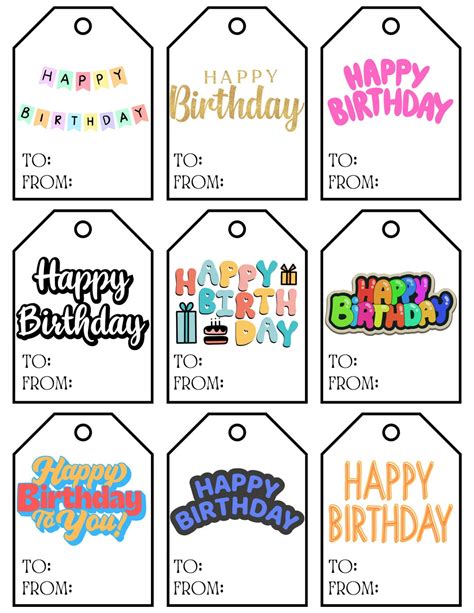 Printable Happy Birthday T Tags Pdf And Png Download 2 5w X 3 5h Etsy
