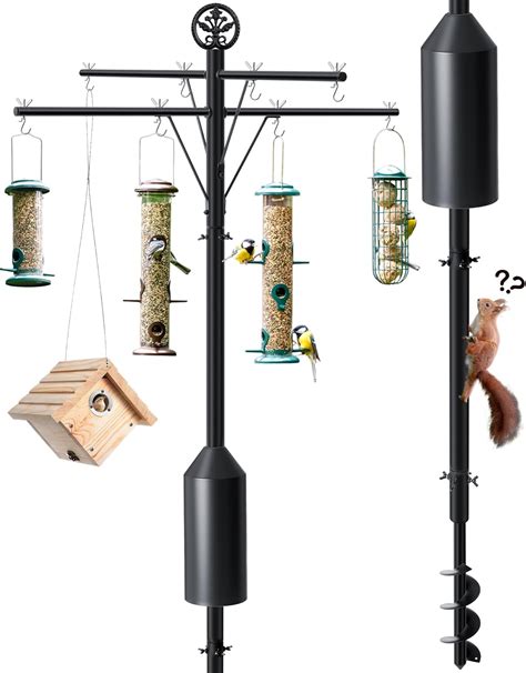 Feekoon 95 Inch Bird Feeder Pole With Torpedo Squirrel