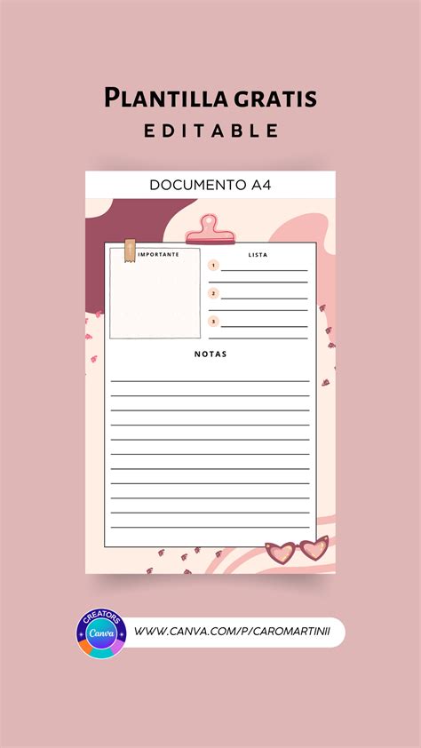 Documento A4 Para Notas Abstracto Rosa Claro Plantilla Gratis