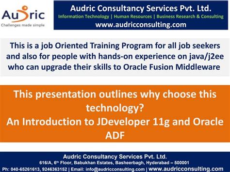 J Developer Oracle Adf Introduction Ppt
