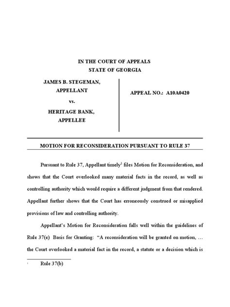 In Georgia Court Of Appeals Motion For Reconsideration Pdf Lawsuit