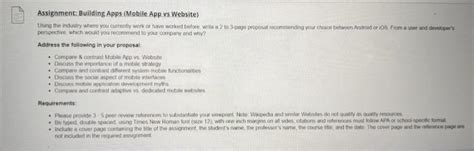 Solved Assignment Building Apps Mobile App Vs Website