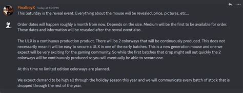 Finalmouse Ultralightx Known Information Constant Production Because Fuck You Scalpers R