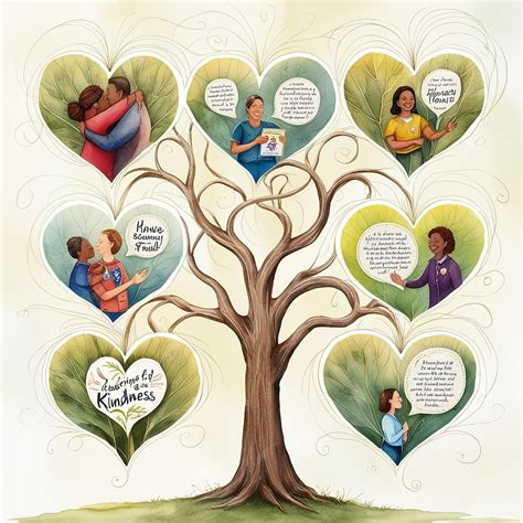 Tree Of Kindness Heartshaped Leaves Showcasing Acts Of Compassion On