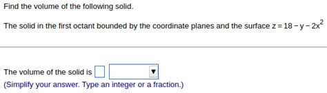 Solved Find The Volume Of The Following Solid The Solid In Chegg