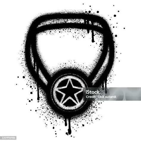 낙서 메달 수상 목걸이 검은 스프레이 페인트vector 일러스트 레이 션 그래피티에 대한 스톡 벡터 아트 및 기타 이미지 그래피티 시작 3위 Istock