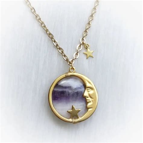 빈티지 자수정 달 얼굴 목걸이 위카 마녀 이교 집시 마법 천체 요술 목걸이 별펜던트 목걸이 Aliexpress