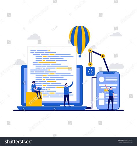 App Development Concept Character Programming Code Stock Vector Royalty Free