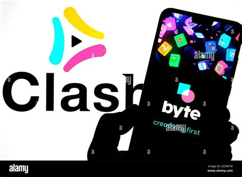 Byte App Logo Seen On The Silhouette Of Smartphone Screen And Blurred