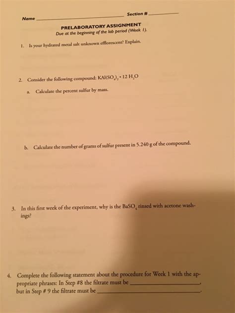 solved section name prelaboratory assignment due at the