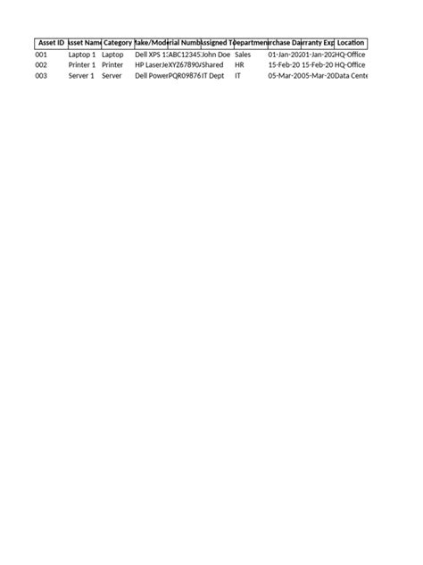 It Asset Template Pdf