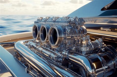 A Chrome Engine With The Engine Of A Boat Called The Engine Premium