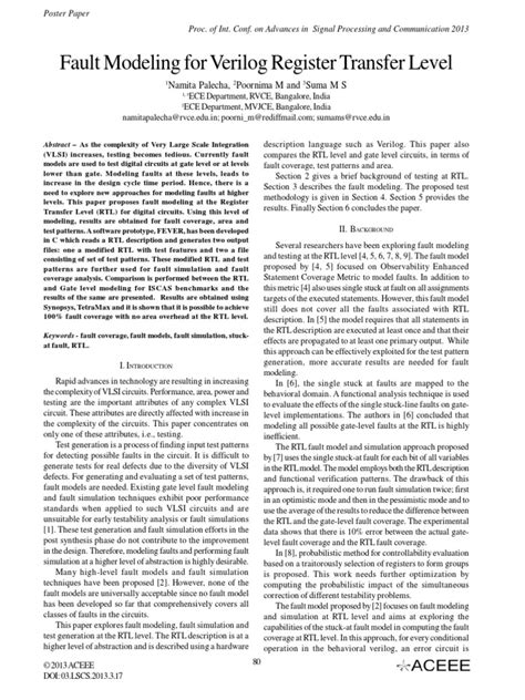 Fault Modeling For Verilog Register Transfer Level Pdf Digital