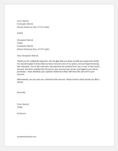 Letter To Inform A Customer Of An Overpayment Word And Excel Templates
