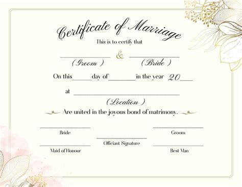 Wedding Ceremony Certificate Template Happy 1st Anniversary