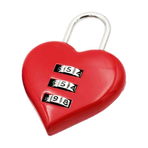 Farfi Heart Padlock Code 3 Numbers Password Combination Heart Shape Safety Love Zinc Alloy