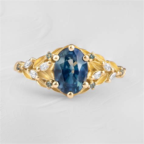 Aurelyn Oval Teal Sapphire And Diamond Ring Aardvark Jewellery