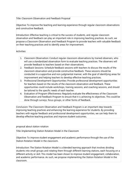 Classroom Observation Pdf Teachers Classroom