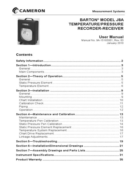 Manual Barton J8a Pdf Thermal Expansion Pressure Measurement