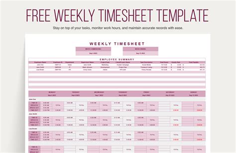 Weekly Time Sheet Excel