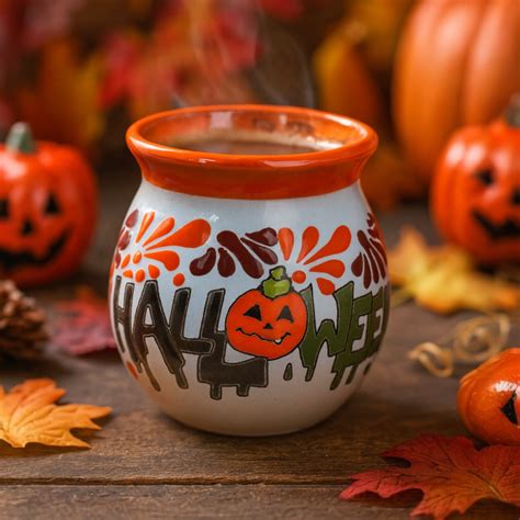 Traditonal Mexican Talavera Halloweenpumpkin Jarrito Casa Artesanal