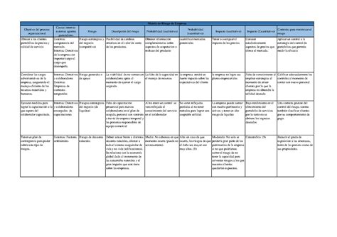 Auditoria Financiera Matriz De Riesgo Objetivo Del Proceso