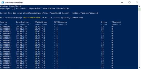 Powershell Ping Mit Test Connection