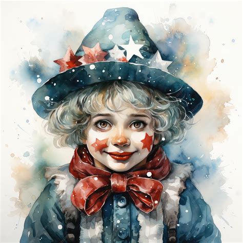 Ilustração De Aquarela Desenhada à Mão Clipart Palhaço Em Traje De