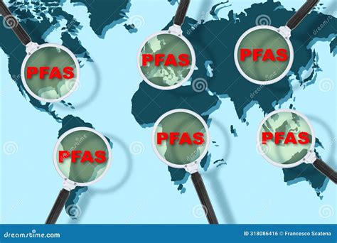 Dangerous Pfas In The World Concept Global Map Illustration Concept