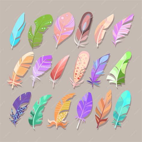 Veren Of Stekels Van Verschillende Kleuren Vector Illustraties Set Premium Vector