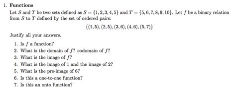 Solved Functions Let S And T Be Two Sets Defined As S Chegg