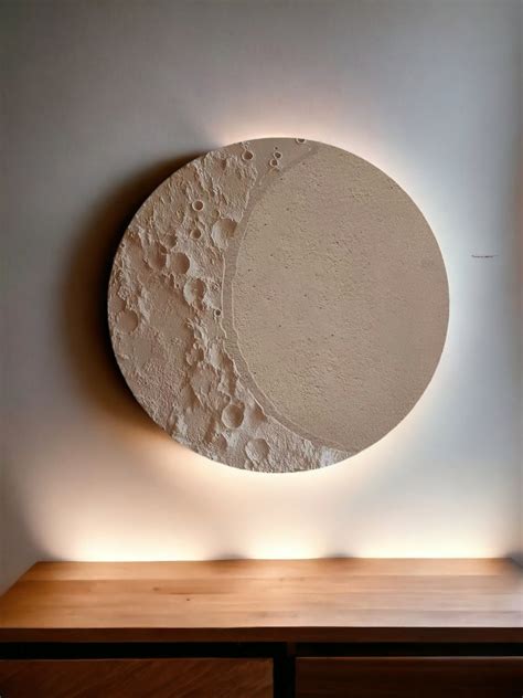 Textured Led Lunar Wall Decor 3 Dimensions Sandstone Moon Wall Decor