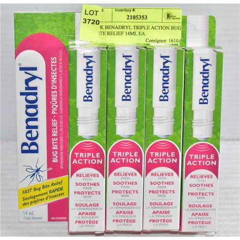 4pk Benadryl Triple Action Bug Bite Relief 14ml Ea