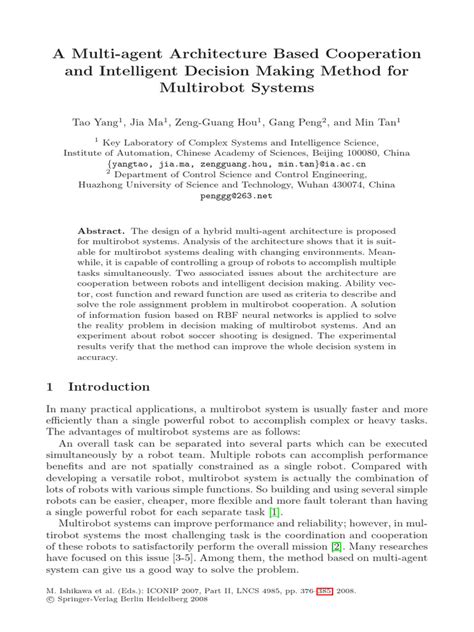 A Multiagent Architecture Based Cooperation And Intelligent Deci Pdf