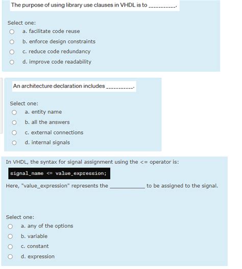 Solved An Architecture Declaration Includesselect Onea
